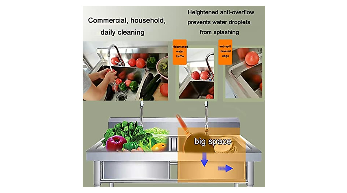 Durable Stainless Steel Kitchen Sink with Stand for Commercial Use