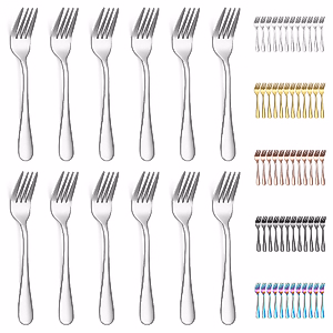 Evanda Dessert Forks Set of 12 Pack, 5.62" Stainless Steel Pastry Fork, Appetizer Fork for Fruit, Cake, Cheese, Party Trips, Cafes, Restaurants, Easy To Clean, Dishwasher Safe