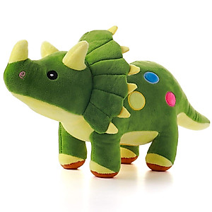 Dinosaur Plush Toy, 16" Stuffed Animal Triceratops Throw Plushie Pillow Doll, Soft Green Fluffy Friend Hugging Cushion - Present for Every Age & Occasion