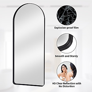 VooBang 24"x65" Arched Full Length Mirror, Black Deep Frame Floor Mirror, Modern Arch Full Body Mirror for Bedroom, Living Room, Hanging or Leaning Against The Wall