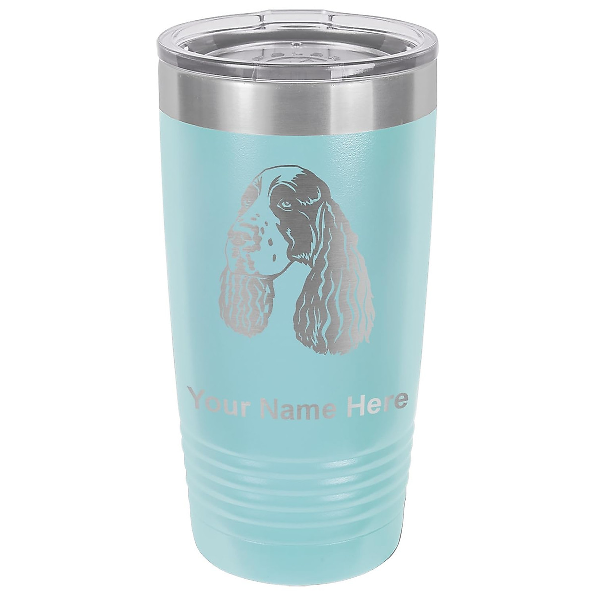 LaserGram 20oz Vacuum Insulated Tumbler Mug, English Cocker Spaniel, Personalized Engraving Included (Light Blue)