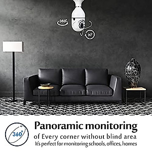 JTOMYX Light Bulb Camera, 2 Pack Wireless Light Bulb Security Camera for Home Surveillance, 360° WiFi Nanny Cam with Motion Detection Alarm Night Vision