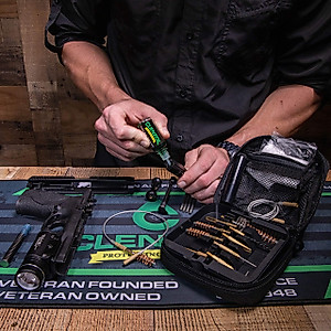 Clenzoil Field & Range Tactical Gun Cleaning Kit | Black | All-in-One Rifle & Pistol Cleaning Kit | Includes Field & Range CLP, Bore Brushes, Patches, Rod, Cable, Handle, Brush, Tools & More!