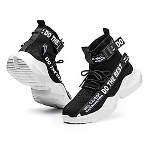 Furuian Steel Toe Shoes for Men Women Comfortable Lightweight Safety Snekaers Industrial Construction Work Shoes for Men Black