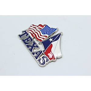 Waiving American Flag Texas State Flag Magnet Metal Collectible Patriotic Souvenirs, Silver