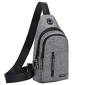 Waterproof Strap Bag Crossbody Backpack with USB Hole with Headphone Hole Strap Backpack Multipurpose Crossbody Shoulder Bag