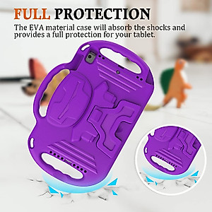 eTopxizu Kids Case for New iPad 10.2 Inch 2021/2020/2019 (9th/8th/7th Gen), Lightweight Shockproof Handle Stand Shoulder Strap Kids Case for 2021/2020/2019 iPad 10.2, iPad Air 3 10.5 2019, Purple