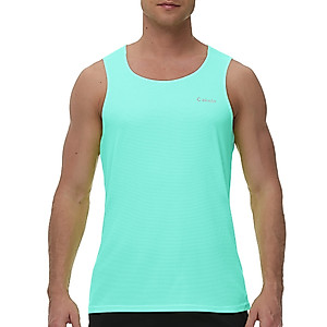 Cakulo Mens Running Tank Top Swim Shirts Workout Dri Fit Muscle Gym Summer Beach Athletic Sleeveless Tops Neon Turquoise L