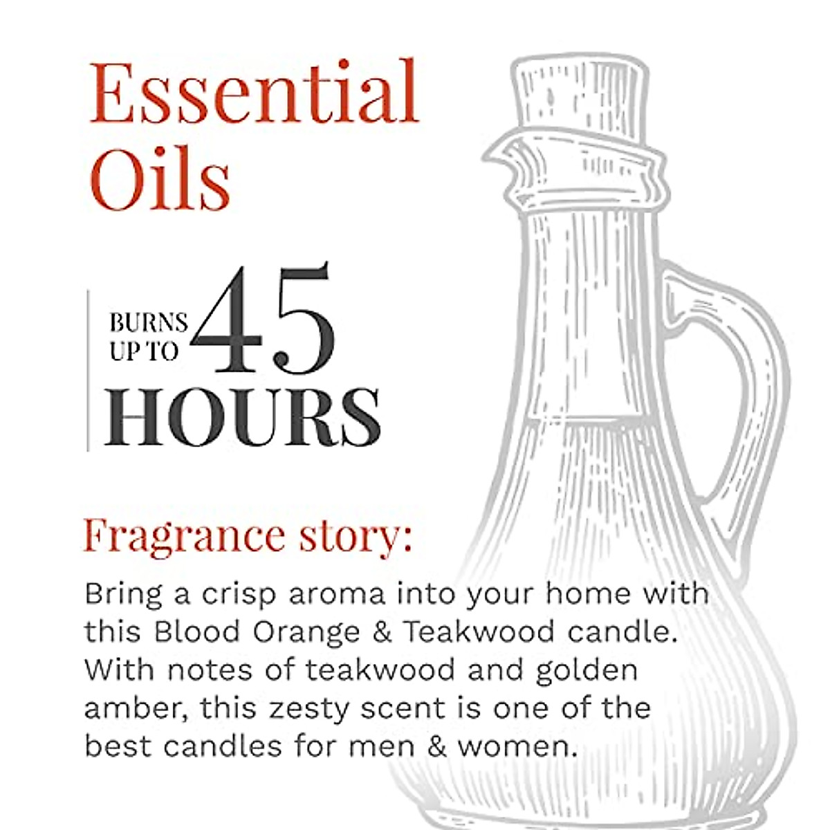 Essential Elements by Candle-lite Scented Candles, Blood Orange & Teakwood Fragrance, One 14.75 oz. Three-Wick Aromatherapy Candle with 45 Hours of Burn Time, Off-White Color