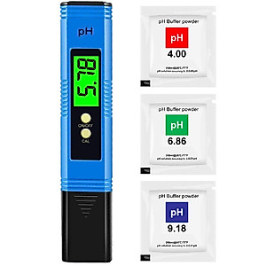 PH Tester Digital PH Meter, Hofun Professional PH Pen with 0.01 PH High Accuracy, 0-14 PH Measurement Range, Ideal Water PH Tester for Household Drinking, Pool and Aquarium(Blue)