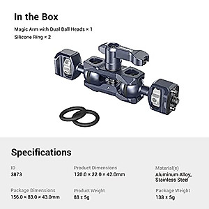 SmallRig Camera Magic Arm, Flexible Articulating Arm with 1/4” Screws, Field Monitor Mount with Dual Ballhead, Aluminum - 3873