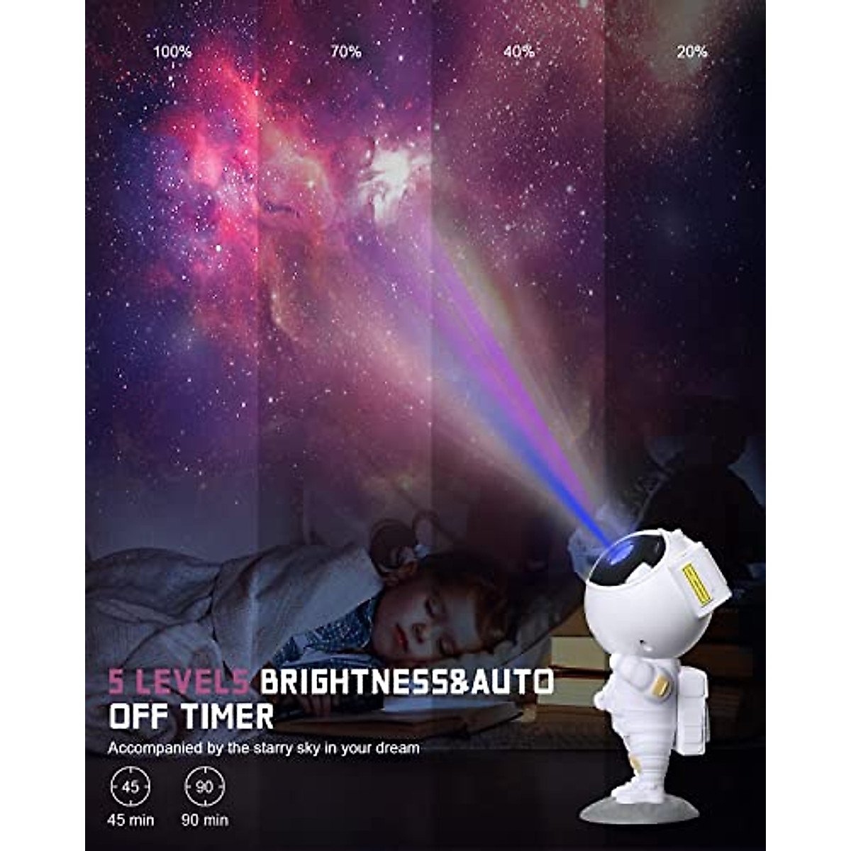 JCC Astronaut Galaxy Projector, Astronaut Space Star Light Projector for Kids, 360° Adjustable Starry Night Light Projector for Bedroom with Timer and Remote, Christmas Birthday Best Gift for Children