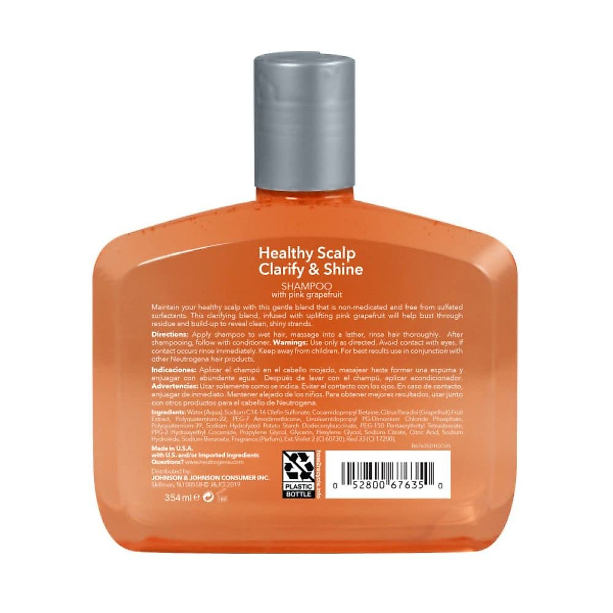 Neutrogena Exfoliating Healthy Scalp Clarify & Shine Shampoo for Oily Hair and Scalp, Anti-Residue Shampoo with Pink Grapefruit, pH-Balanced, Paraben & Phthalate-No, Color-Safe, 12 Fl Oz (pack of 3)