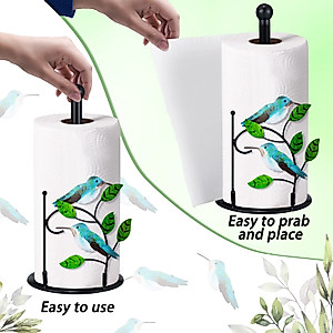 Paper Towel Holder Countertop Decorative Paper Towel Stand Metal Paper Towel Rack Standing up Kitchen Roll Dispenser with Base for Kitchen Bathroom Tabletop Living Room Decorationation (Bird)