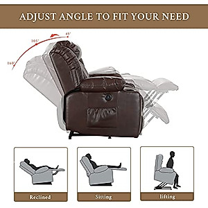 ASHOMELI Large Power Lift Recliner Chair for Elderly with Massage and Heating Function (Brown)
