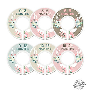 Modish Labels Baby Clothes Size Dividers, Baby Closet Organizers, Size Dividers, Baby Closet Organizers, Closet Dividers, Clothes Organizer, Girl, Woodland, Deer, Boho, Floral Antlers, Flowers (Baby)