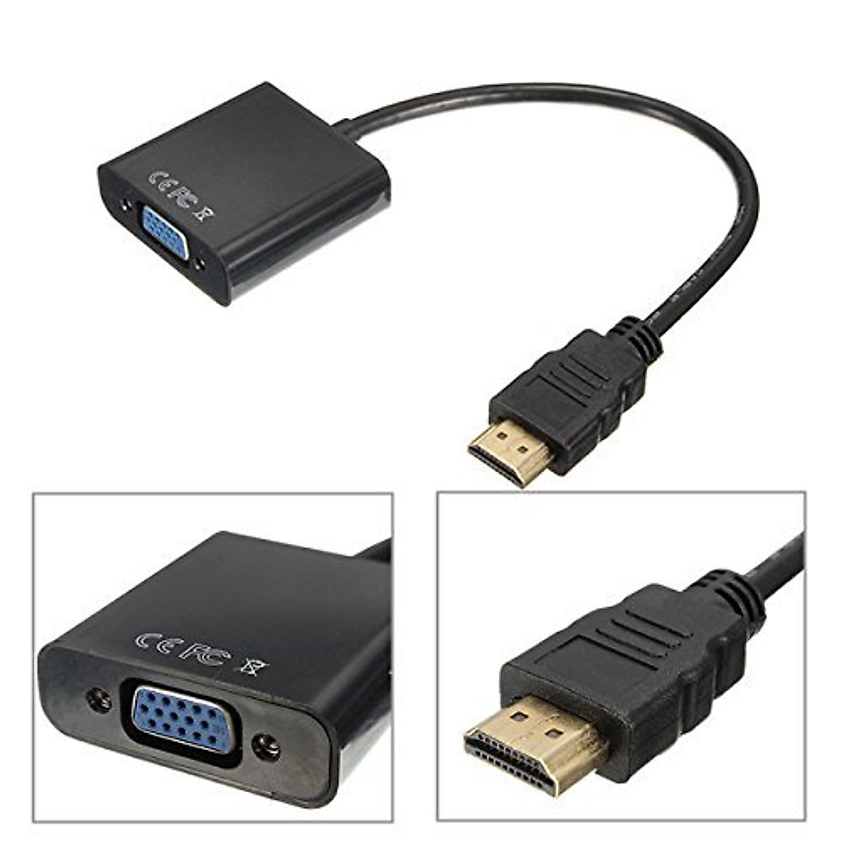 ZHIYUEN® HDMI to VGA Cable Adapter Converter 15 Pin d Sub, HDMI Gold Male to VGA Female Connector Cord for Laptop Computer Connect to Monitor, Apply to PC, MAC, PS4, Projector etc…