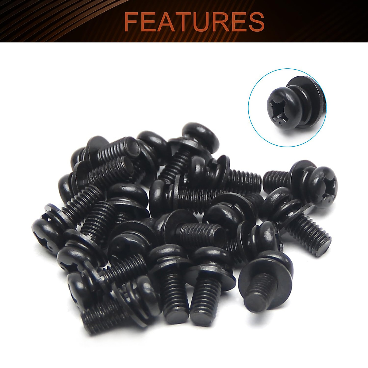MroMax M6 x 14mm Carbon Steel Phillips Pan Head Machine Screws Bolts Combine with Spring Washer and Plain Washers 20Pcs