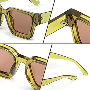 FEISEDY Retro 90s Square Sunglasses for Women Men Trendy Chunky Rectangle Sunglasses UV400 Protection B2385