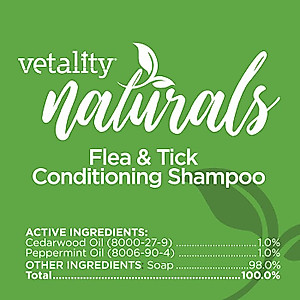 Vetality Naturals Flea & Tick Conditioning Shampoo for Dogs, 8 fl. oz.
