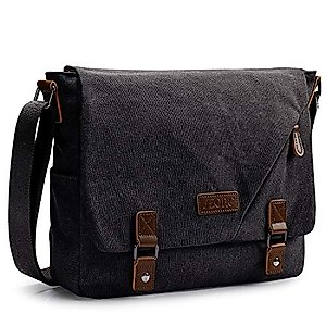 S-ZONE Vintage Canvas Messenger Bag Shoulder Bag 14 Inch Laptop Briefcase