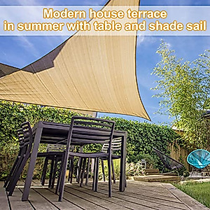 2 Pack Triangle Sun Shade Sail Canopy 10 x 10 Ft Sail Canopy UV Block for Outdoor Patio Garden Backyard Lawn (Beige)