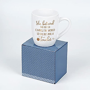 Maustic Teacher Gifts for Women, She Believed She Could Change the World So She Became A Teacher Coffee Mug, Teacher Appreciation Gifts for Teachers Day, Christmas, Birthday, 12 Oz White
