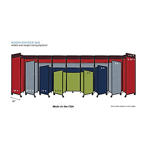 Versare Room Divider 360 Portable Wall Partition | Folding Panels | Large Freestanding Divider | Locking Wheels | Temporary Room Separator | 14' x 7'6'', Charcoal Gray