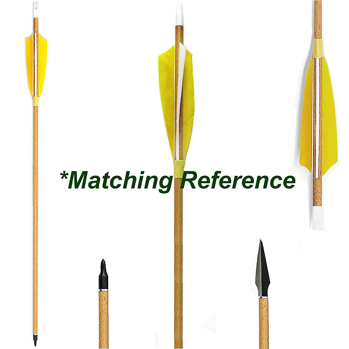 340 Spine 29 Inch Pure Carbon Arrow Shafts with Aluminum Inserts ID 6.2mm Plastic Knocks Wooden Pattern Shafts for Hunting Shooting (12 Pack)