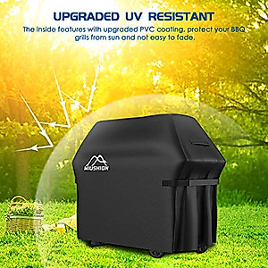Miushion BBQ Grill Cover 58 Inch Heavy Duty Gas Outdoor Grill Cover for Weber, Brinkmann, Char Broil, Holland and Jenn Air etc. UV Fade/Rip Resistant, Waterproof (Black)