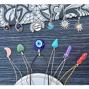 SMADYYY Crystal Necklace Healing Moonstone Heart Necklaces Evil Eye Sunflower Sun and Moon Necklace Hippie Pendants Indie Aesthetic Jewelry set for Women Men Gift (vintage pendant-12pcs)