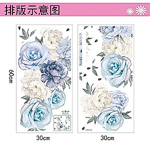Amaonm Creative Removable 3D Light Blue and White Peony Flower Wall Decals Floral Wall Sticker DIY Peel and Stick Art Decor for Living Room Kids Bedroom Baby Girls Nursery Rooms Wall Corner (Peony)