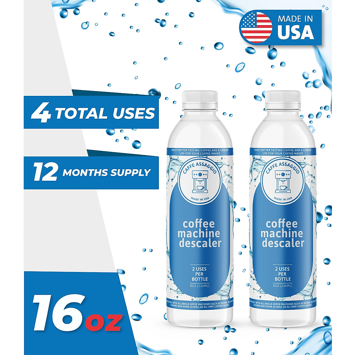 Breville Descaler (4 Uses) Specially Formulated for Your Breville Espresso Machine Made in USA Breville Descaling Solution for Breville 2 Uses per Bottle 1 Year Supply Carbon Friendly Locally Produced