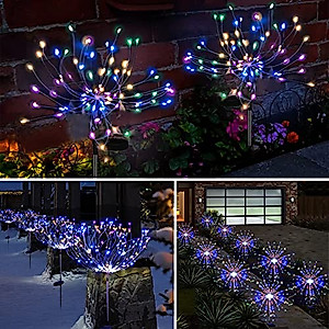ITICdecor Solar Garden Lights Solar Firework Lights Upgraded 2Pack 120 LED Landscape Starburst Stake Fairy Light Outdoor Waterproof with 8 Modes for Garden Yard Flowerbed Pathway Decor