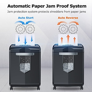 Bonsaii Paper Shredder, 18-Sheet 60-Minutes Paper Shredder for Office Heavy Duty Cross-Cut Shredder with 6 Gallon Pullout Basket & 4 Casters, Anti-Jam High Security Mail Shredder for Home Use(C149-C)