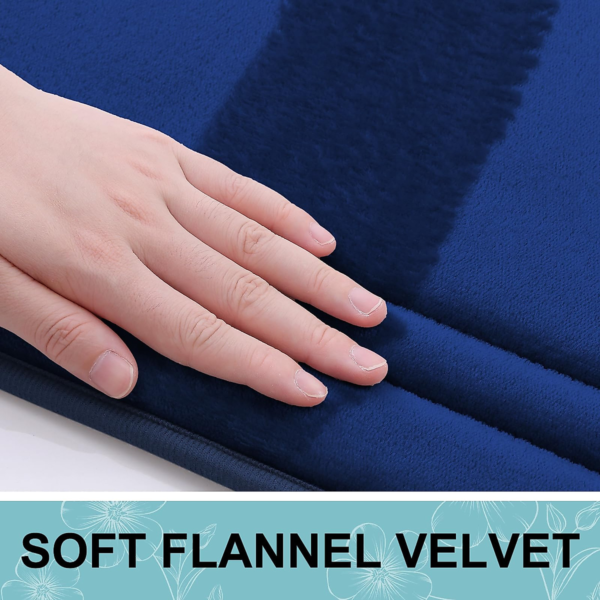 Grandaily Memory Foam Toilet Rugs U-Shaped 24x20, Ultra Soft, Non-Slip and Absorbent Bathroom Rugs, Machine Wash Dry, Comfortable Contour Bath Mat for Toilet Base, Navy Blue