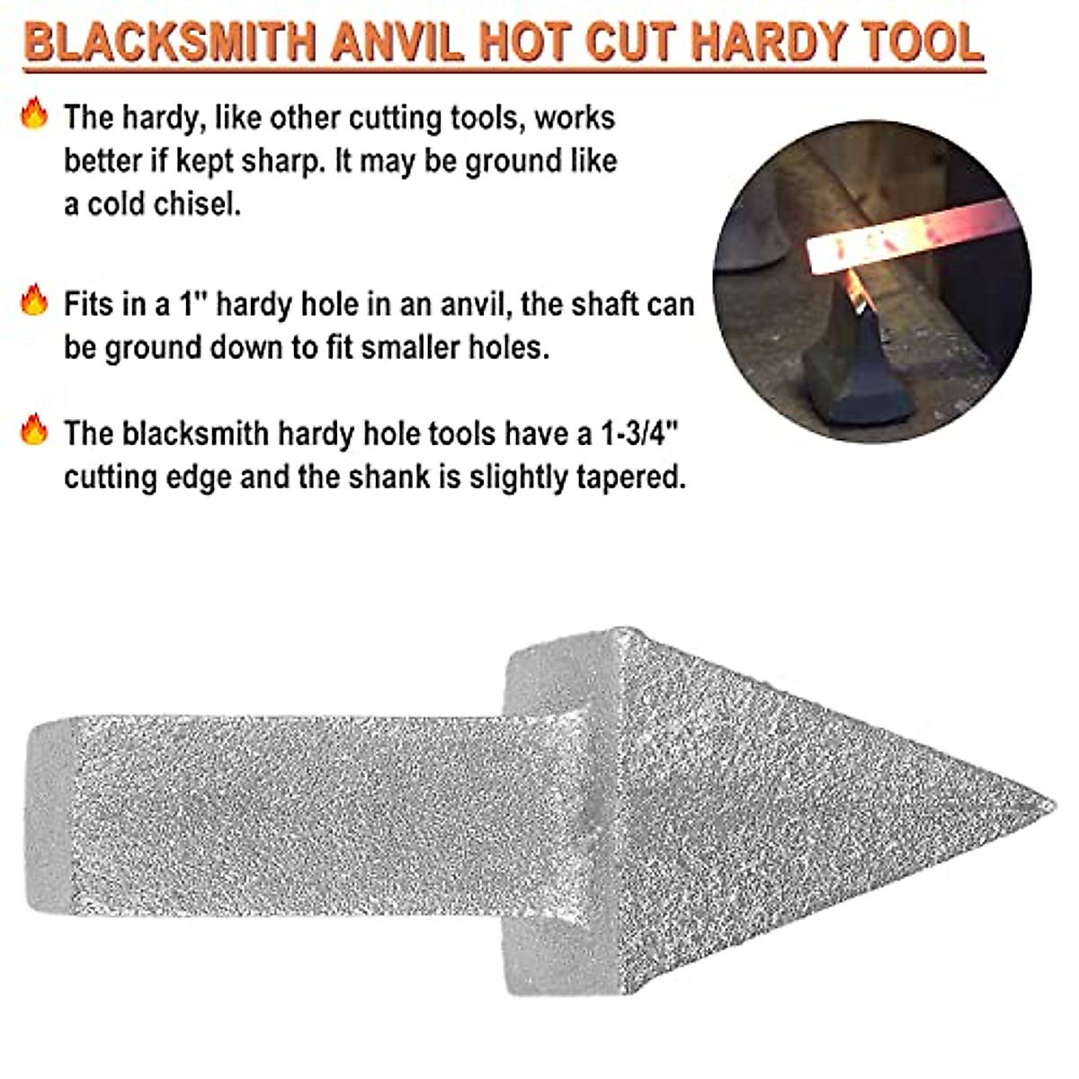 Blacksmith Anvil Hot Cut Hardy Tool 1'' Shank Cutter For Forging Cutting Blacksmithing Tools Forged