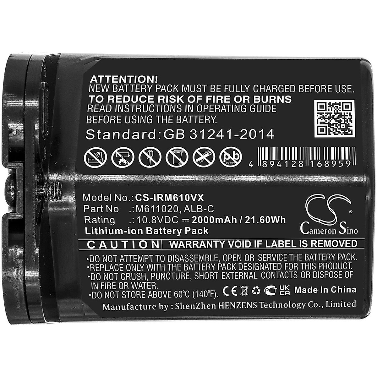 Cameron Sino Battery for iRobot Braava Jet M6 PN:iRobot ALB-C, M611020 2000mAh / 21.60Wh