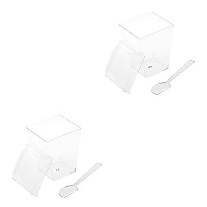 Healeved 20 Sets dessert cup wedding favors jars dessert tumbler cups parfait cups with lids mousse cup clear container with lid appetizer bowls appetizer cup square cube cup jelly cake cup