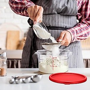 Wenqik 4 Pcs Food Storage Container with Lids Set Proof Dough Round Clear Commercial Containers with Scales and Handles for Bread Dough Rise Home Restaurant Food Storage 2 Qt 4 Qt (Red)