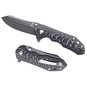UMOGI Folding Knife - 14C28N Blade, Linen Micarta Handle Safety Liner Lock - Outdoor Camping Hiking Knife, Father’s Day Men Husband Gifts. With Screwdriver for DIY