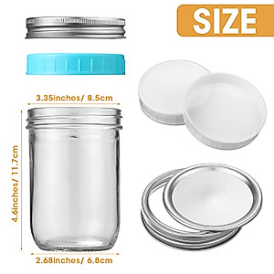 Lallisa 12 Pcs 16 oz Wide Mouth Glass Mason Jars with Colored Plastic Lids and Metal Airtight Lids Food Storage Jars Overnight Oats Containers for Crafts Meal Preparation Pickling 1 Pint Canning