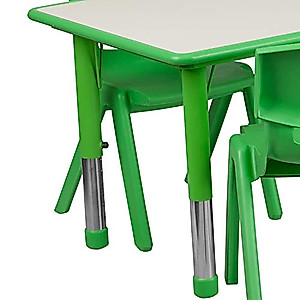 BizChair 23.625" W x 47.25" L Green Plastic Activity Table Set-6 Chairs