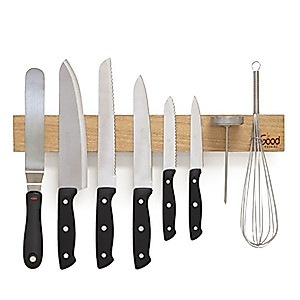 Magnetic Knife Strip w XL 18" Design- Powerful Magnet Wooden Knife Rack for Easy Wall Mounting- Secure your Knives and Utensils and Free Up Space
