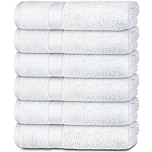Wealuxe White Bath Towels 24x50 Inch, Cotton Towel Set for Bathroom, Hotel, Gym, Spa, Soft Extra Absorbent Quick Dry 6 Pack