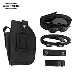 Depring Concealed Carry Holster with Mag Pouch Universal Fits Handgun with Laser or Light Attachment IWB OWB Car Ambidextrous Gun Holster with 2 Straps Black