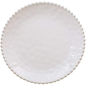 Merritt Beaded Pearl 14-inch Melamine Serving Platter, Cream
