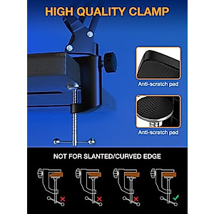 QuadCast Mic Arm Mic Stand, Boom Arm Microphone Arm for HyperX QuadCast SoloCast Blue Yeti Fifine AM8 and most Mic, Mic Stand Desk with Cable Management by SUNMON