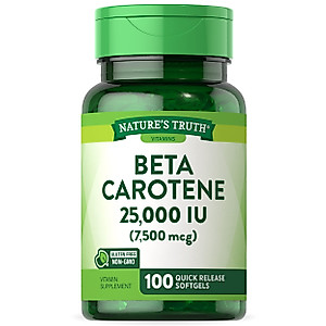 Beta Carotene 25000 IU Softgels | 100 Count | Vitamin A Supplement | Non-GMO and Gluten Free Supplement | by Nature's Truth