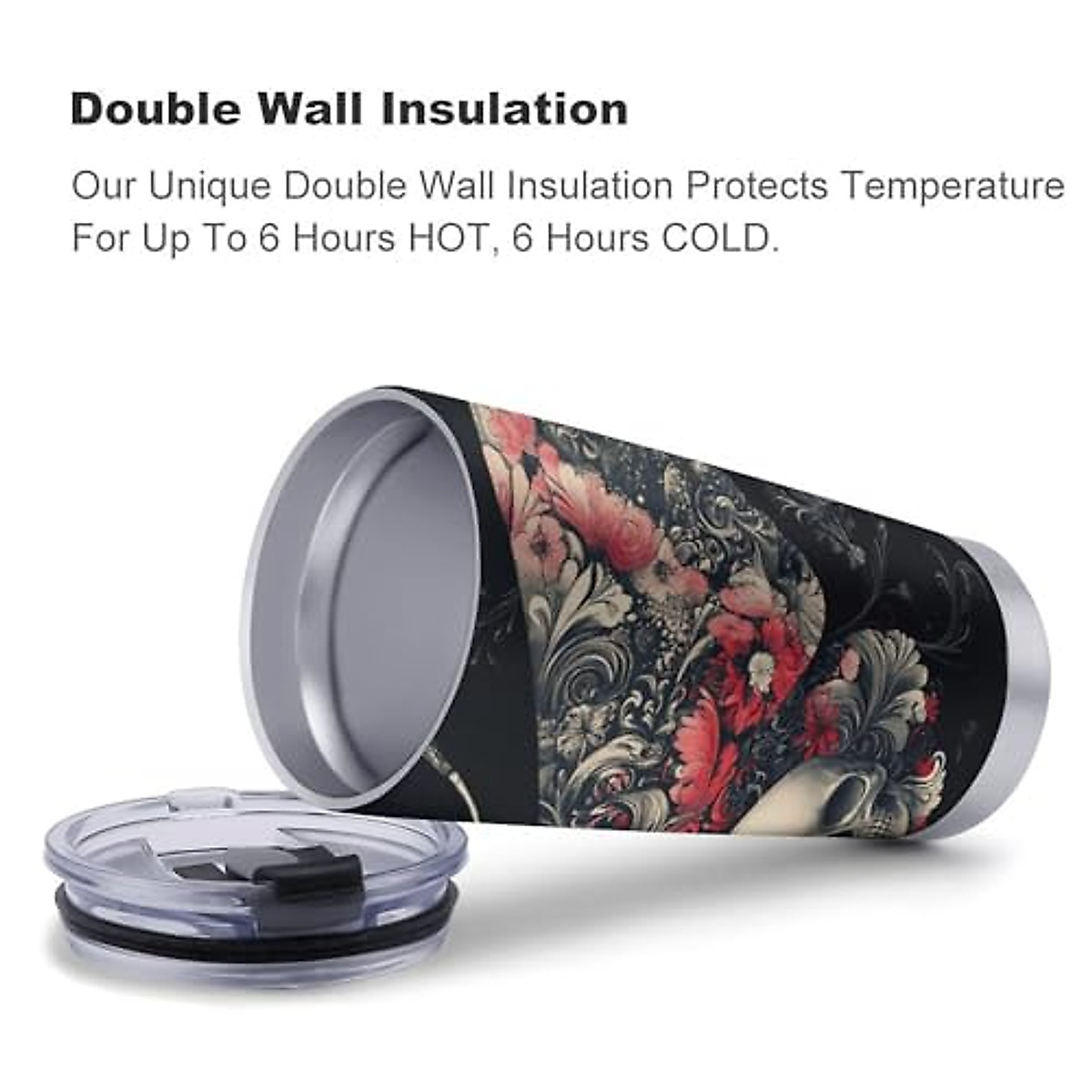 zxxpensy 20 Oz Tumbler Travel Cup Butterfly with Skull on Wings Water Bottle, Stainless Steel Vacuum Insulated Coffee Mug with Straw Lid And Cleaning Brush